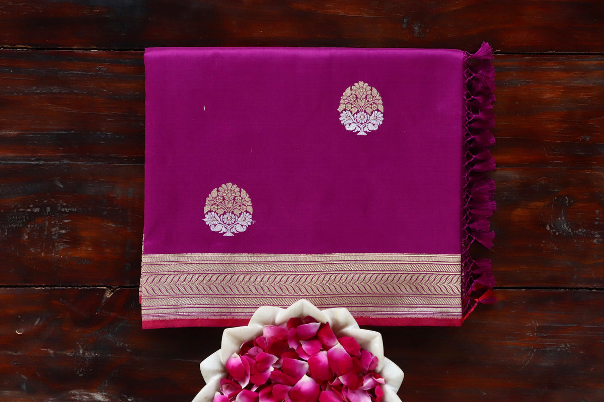 Purple Sona Rupa Pure Silk Handloom Banarasi Saree — Stuti Weaves